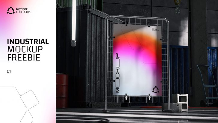 Free Steel Frame Banner Mockup 4 PSD set - PsFiles