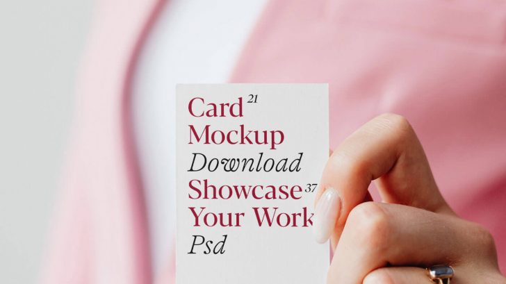 Free Hand Holding Card Mockup PSD - PsFiles