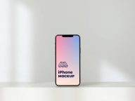 Front View of Standing Free iPhone Mockup PSD - PsFiles