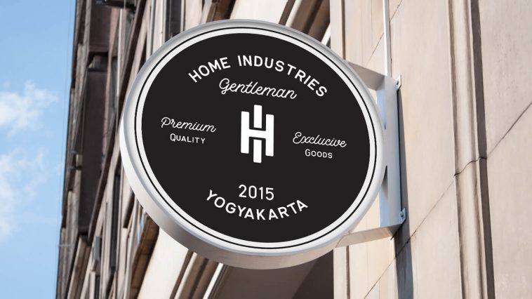 Wall mounted Free Oval Street Logo Sign Mockup PSD - PsFiles