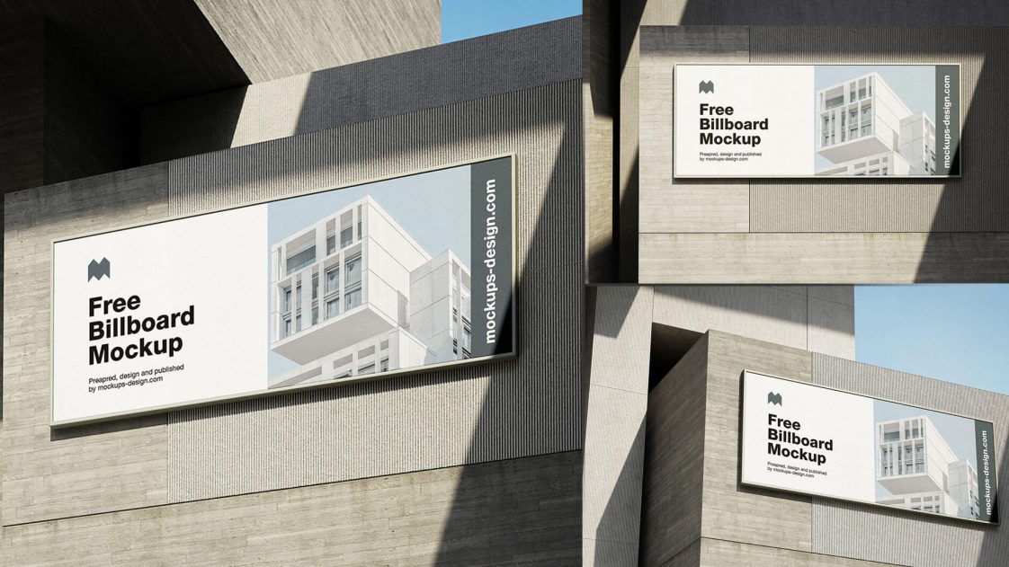 3 Free Concrete Wall Billboard Mockup PSD Files - PsFiles