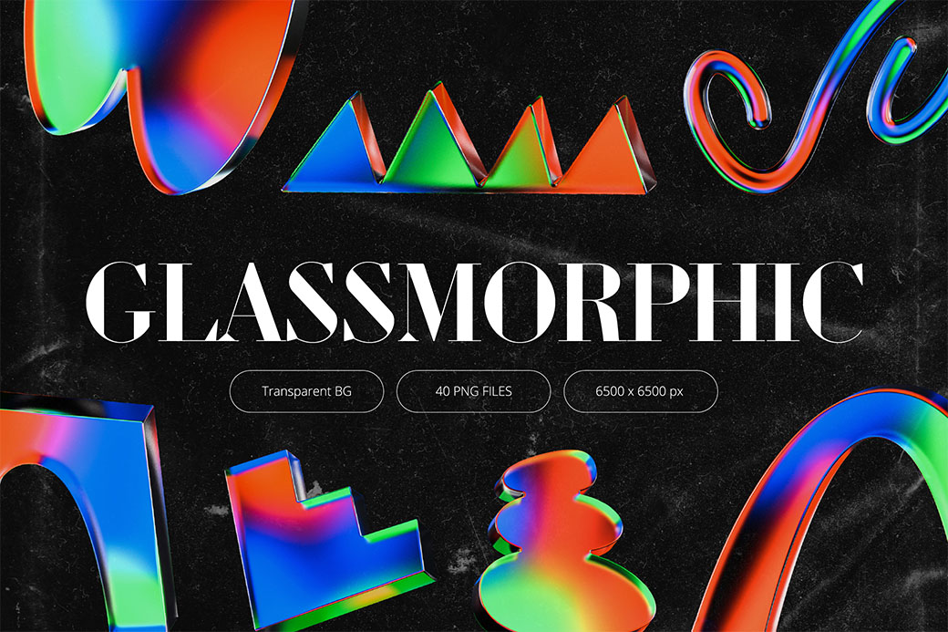 Free 3D Glowy Glassmorphic Shapes - PsFiles
