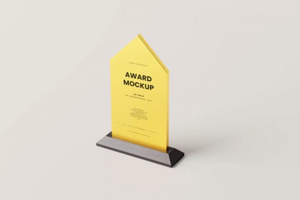 5 Free Golden Shield Award Trophy Momento Mockup PSD set - PsFiles