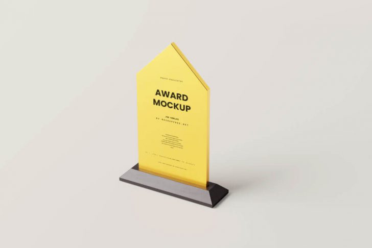 5 Free Golden Shield Award Trophy Momento Mockup PSD set - PsFiles