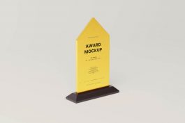 5 Free Golden Shield Award Trophy Momento Mockup PSD set - PsFiles