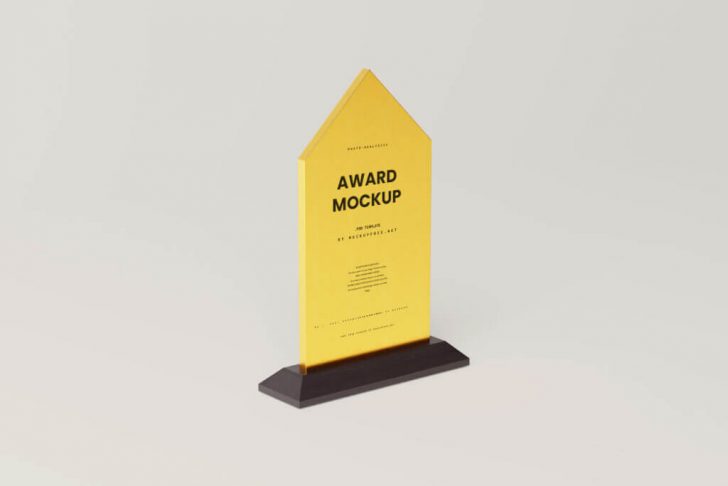 5 Free Golden Shield Award Trophy Momento Mockup PSD set - PsFiles