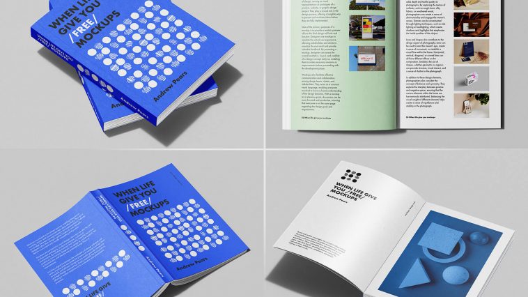 Free Softcover Book with Shadow Overlay Mockup - PsFiles