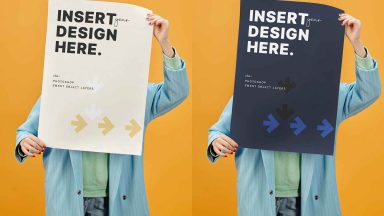 Free Large Hand Holding Paper Poster Mockup PSD - PsFiles