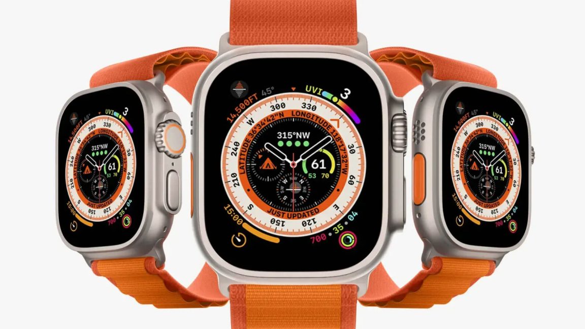 Free Floating Apple Watch Ultra Mockup PSD - PsFiles