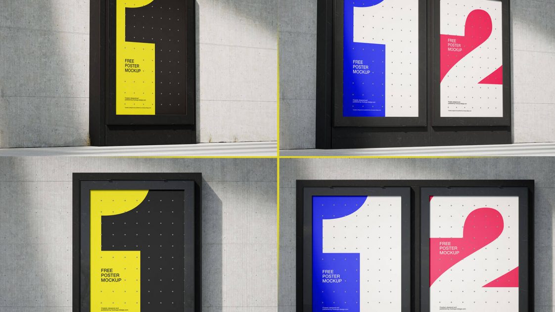 Free Roadside Framed Street Poster Mockups PSD Set - PsFiles