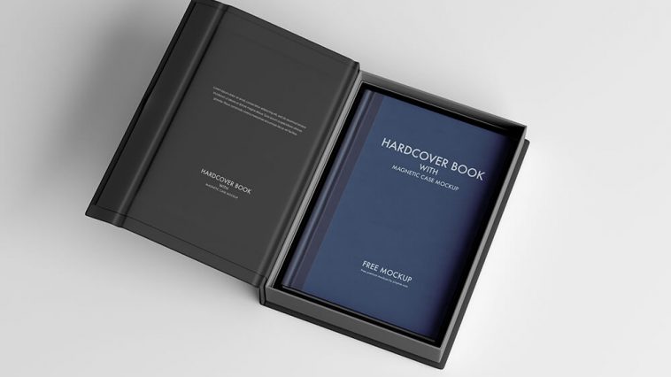Free Standing Open HardCover Book Mockup PSD - PsFiles