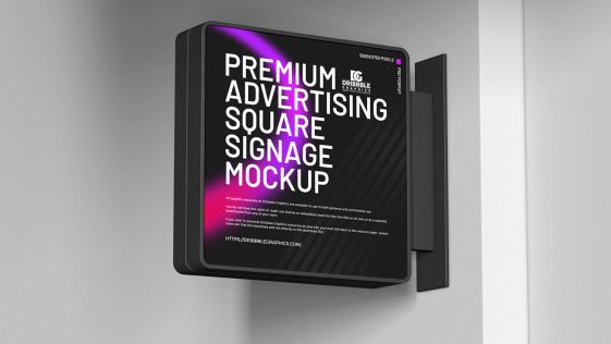 Free Wall mounted Outdoor Square Sign Logo Mockup PSD - PsFiles
