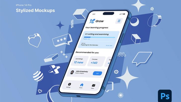 New iPhone 14 Pro Max App Screen Mockup PSD free - PsFiles