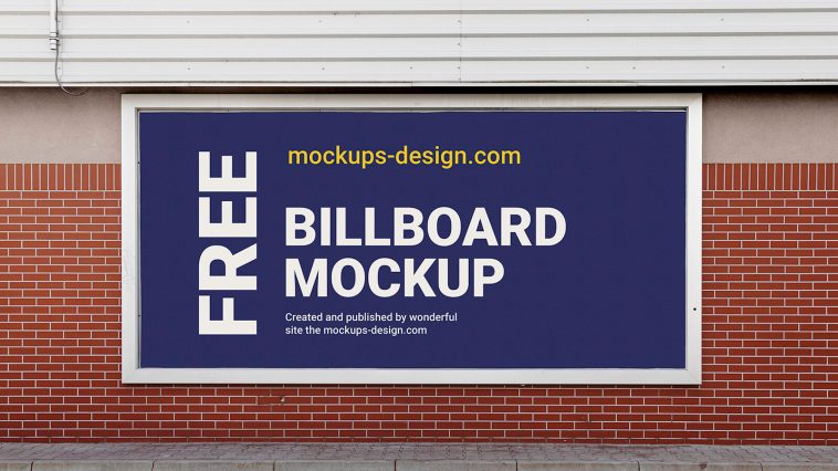 Free Wall Frame Fixed Billboard Mockup PSD - PsFiles