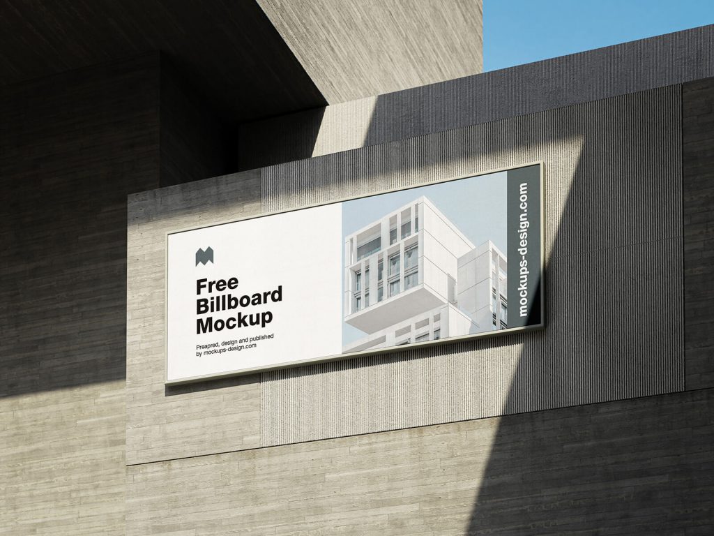 3 Free Concrete Building Wall-Mounted Billboard Mockups PSD set - PsFiles