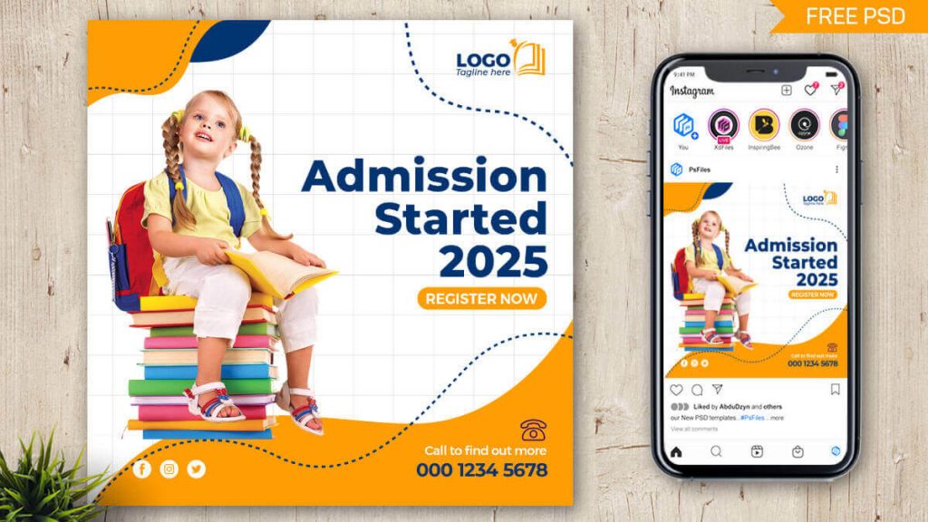 Free School Admission Open Social Media Post PSD Template - PsFiles