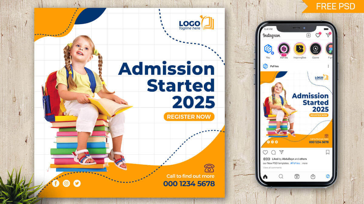 Free School Admission Open Social Media Post PSD Template - PsFiles