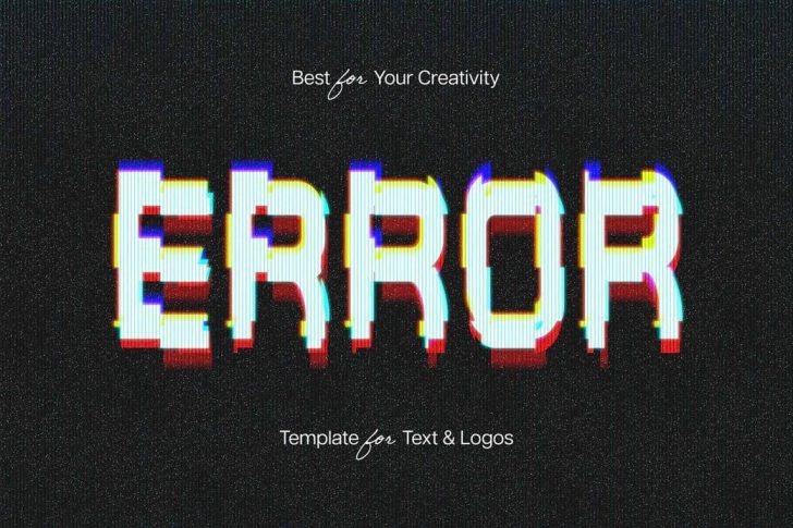 Free VHS style Noisy and Glitch Text Effect PSD file - PsFiles