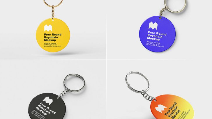 Free Round Shape Keychain Mockup Set PSD - PsFiles
