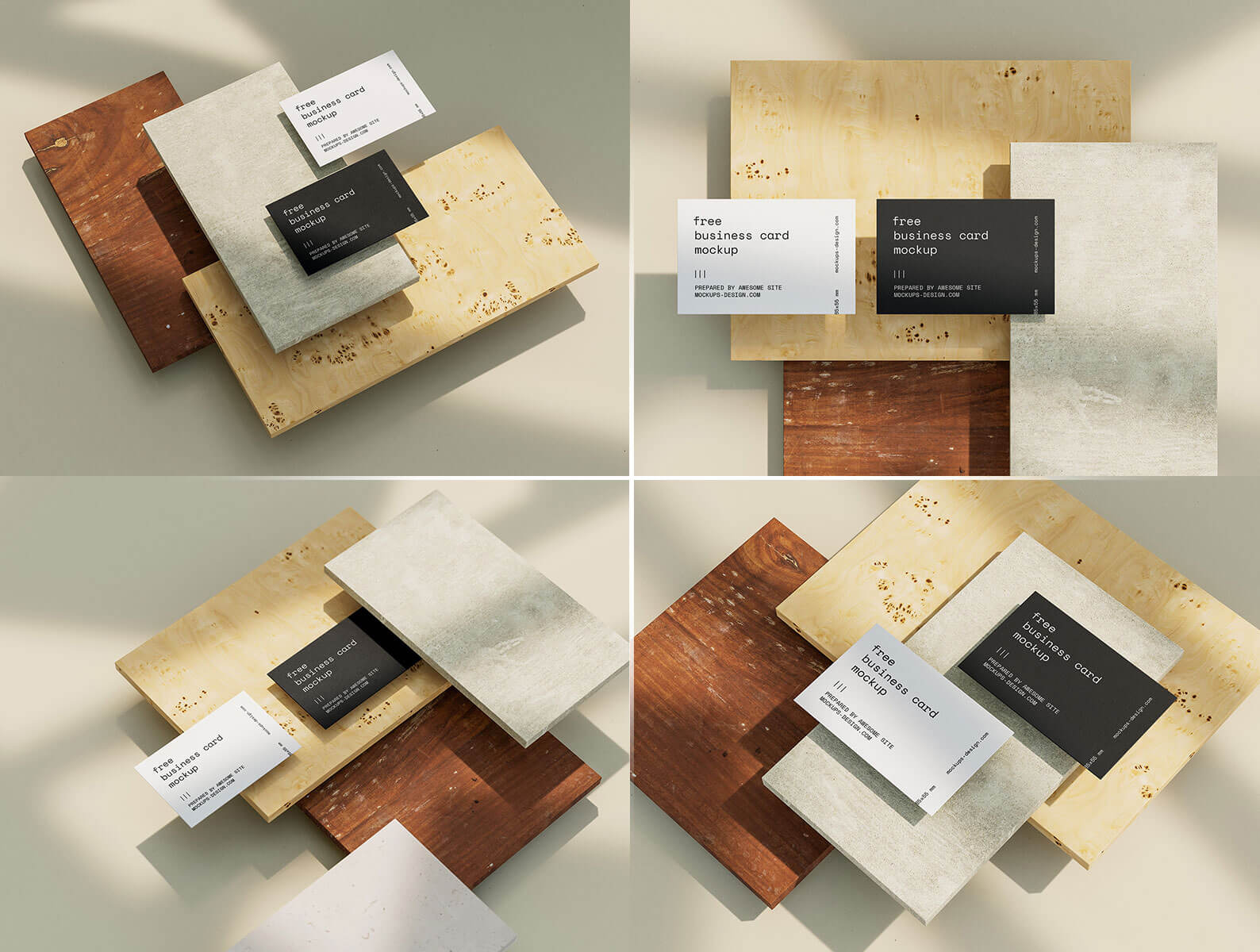 Free Business Cards Mockup on Tiles Floating style- PsFiles