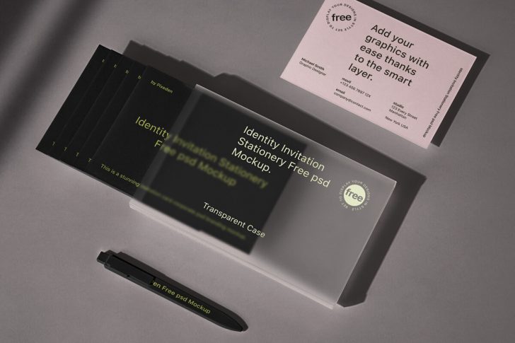 Free Business Card With Transparent Case Mockup PSD - PsFiles