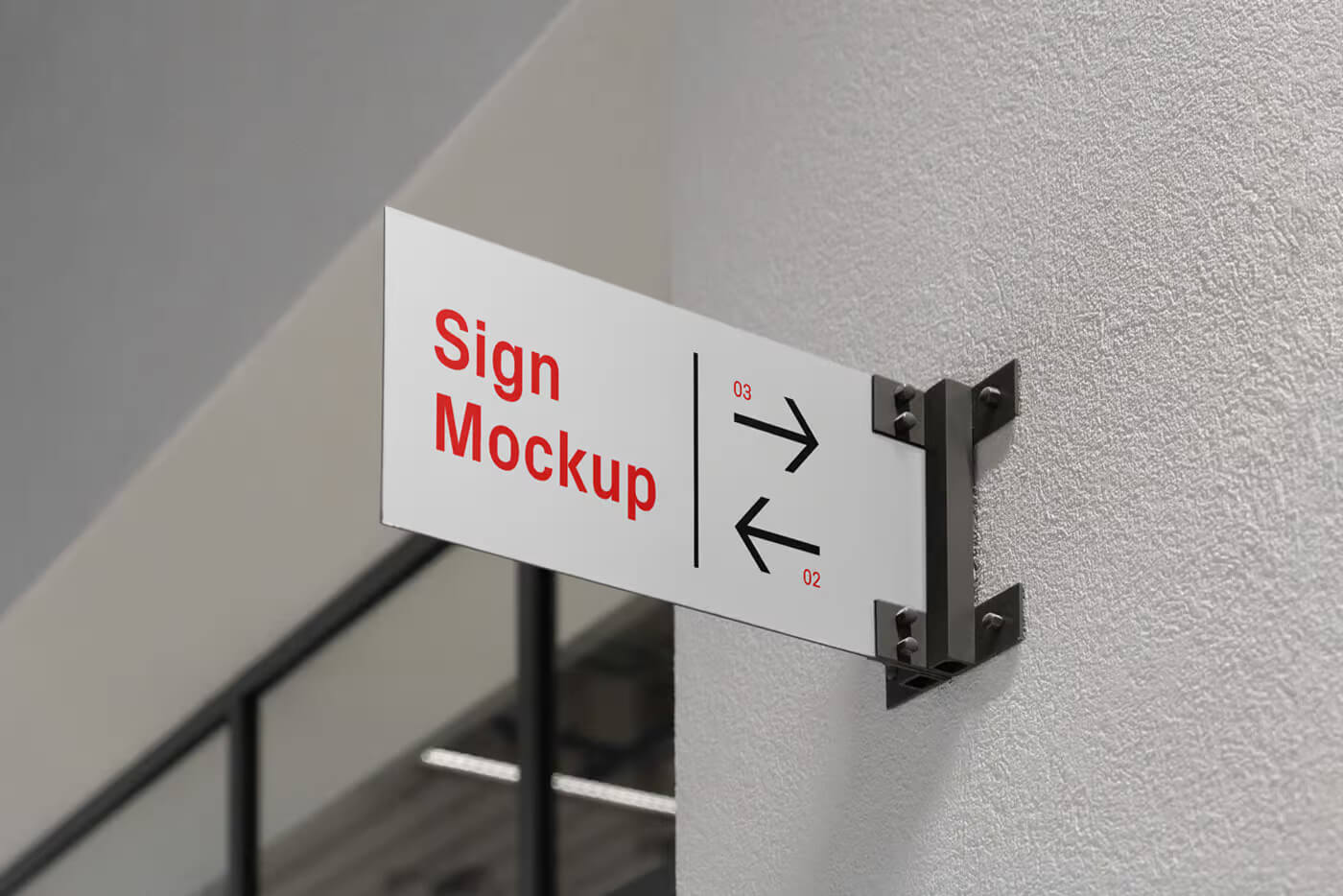 Free Wall Mounted Metal Direction Sign Mockup PSD - PsFiles