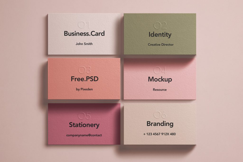 Free Multiple Business Cards Mockup PSD Top View - PsFiles