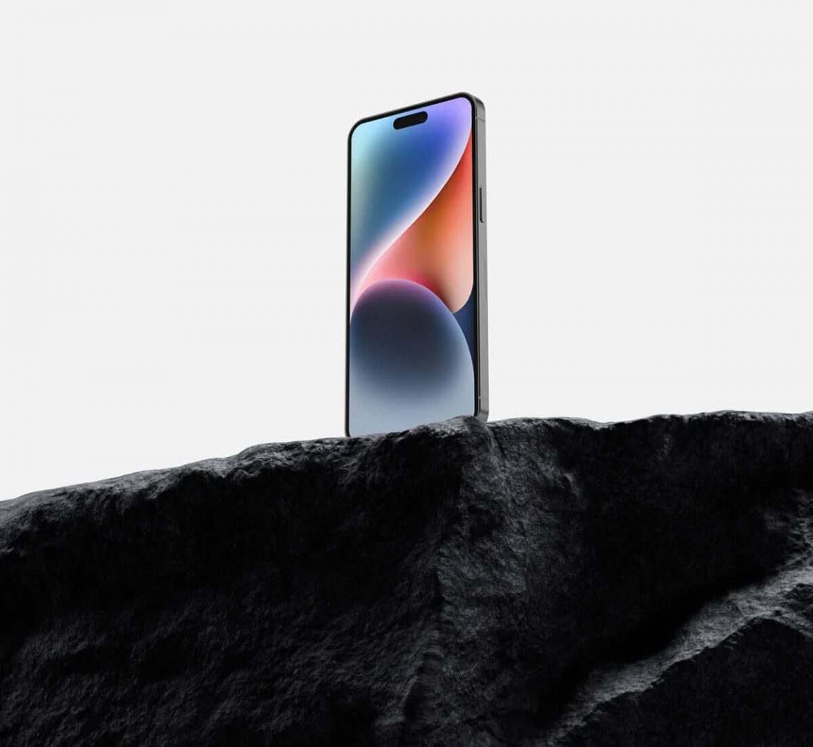 Free iPhone 14 Pro Max Mockup PSD On Rock - PsFiles