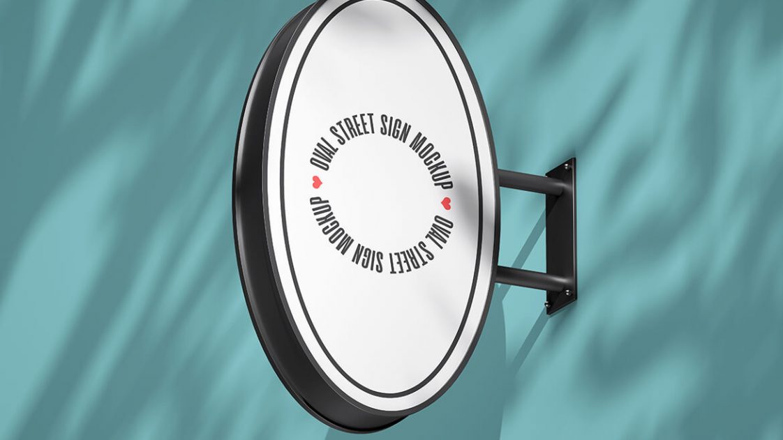 Free Round Logo Sign Mockup Building Wall Mounted - PsFiles