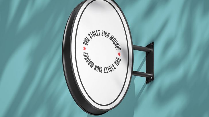 Free Outdoor Wall Round LOGO Sign Mockup PSD - PsFiles