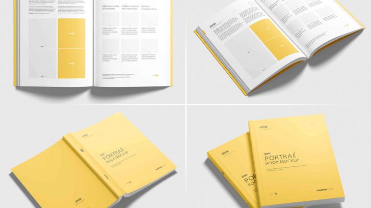 Free Softcover Book with Shadow Overlay Mockup - PsFiles
