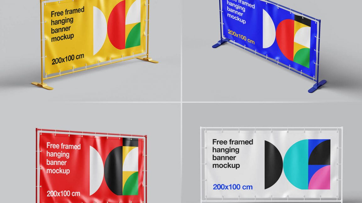 Free Rectangle Event Banner Stand Mockup PSD Set - PsFiles