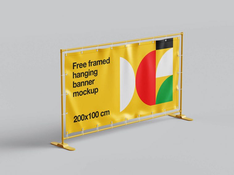 Free Steel Frame Banner Mockup 4 PSD set - PsFiles