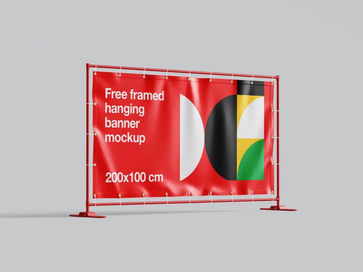 Free Steel Frame Banner Mockup 4 PSD set - PsFiles