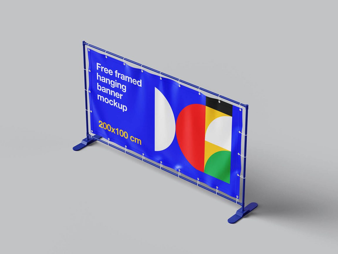 Free Steel Frame Banner Mockup 4 PSD set - PsFiles