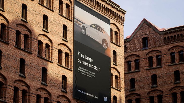 Free Steel Structure Large Horizontal Ad Banner Mockups 3 PSD set - PsFiles