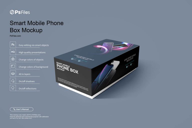 Free SmartPhone Packaging Box Mockup PSD - PsFiles