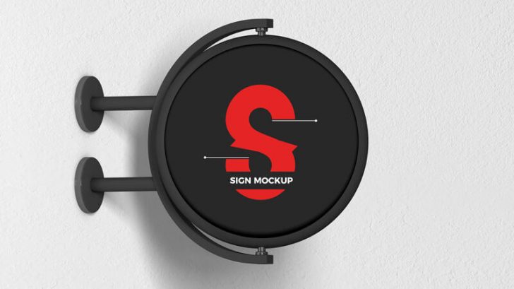 Free Round Street Shop Sign Logo Mockup 3 PSD set - PsFiles