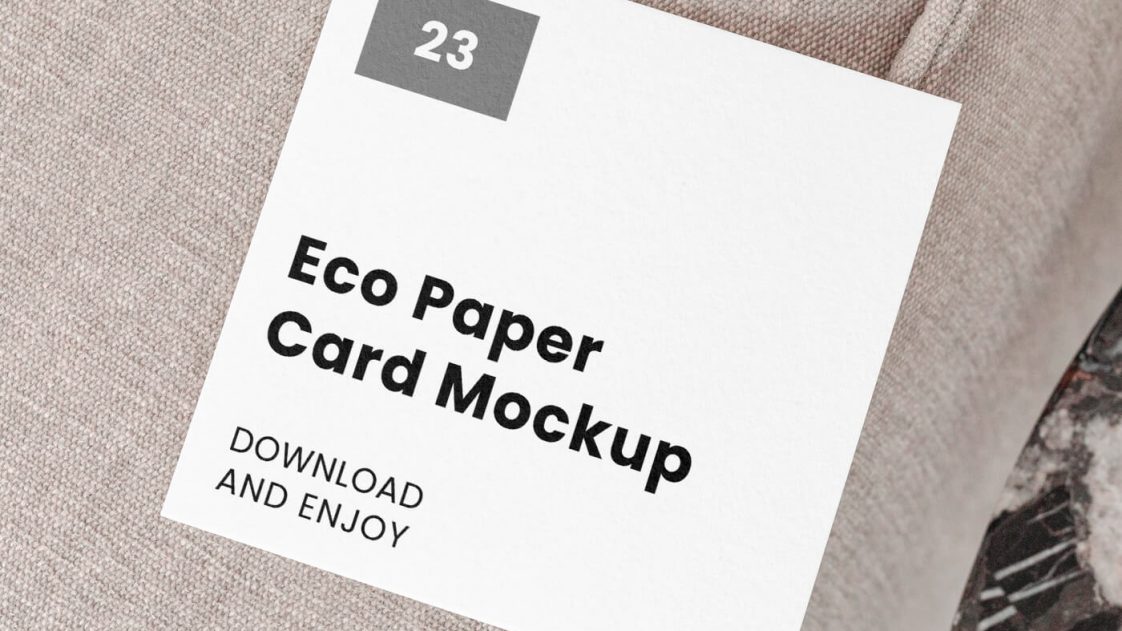 Free Square Business Card Mockup on Concrete - PsFiles