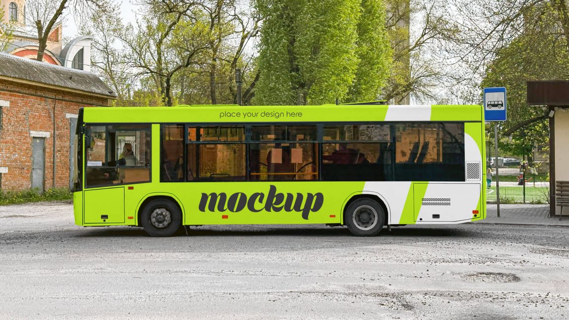 Free Mini Bus Mockup PSD - PsFiles