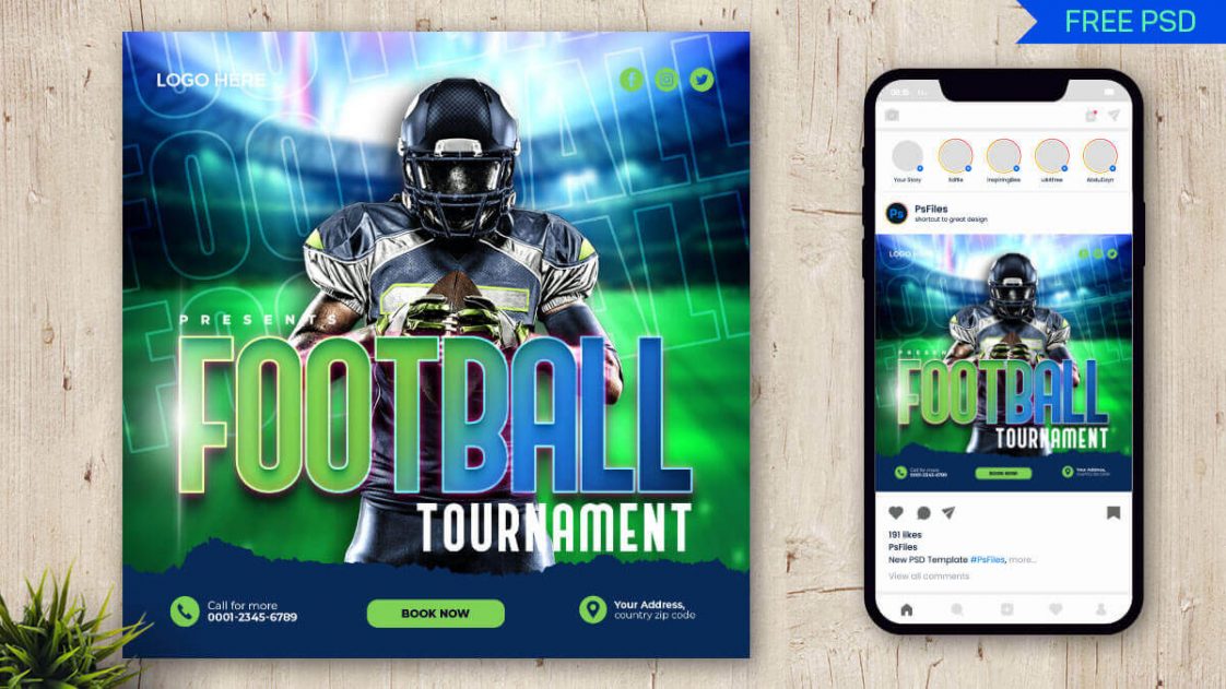 Free American Football Main Event Flyer PSD Template - PsFiles