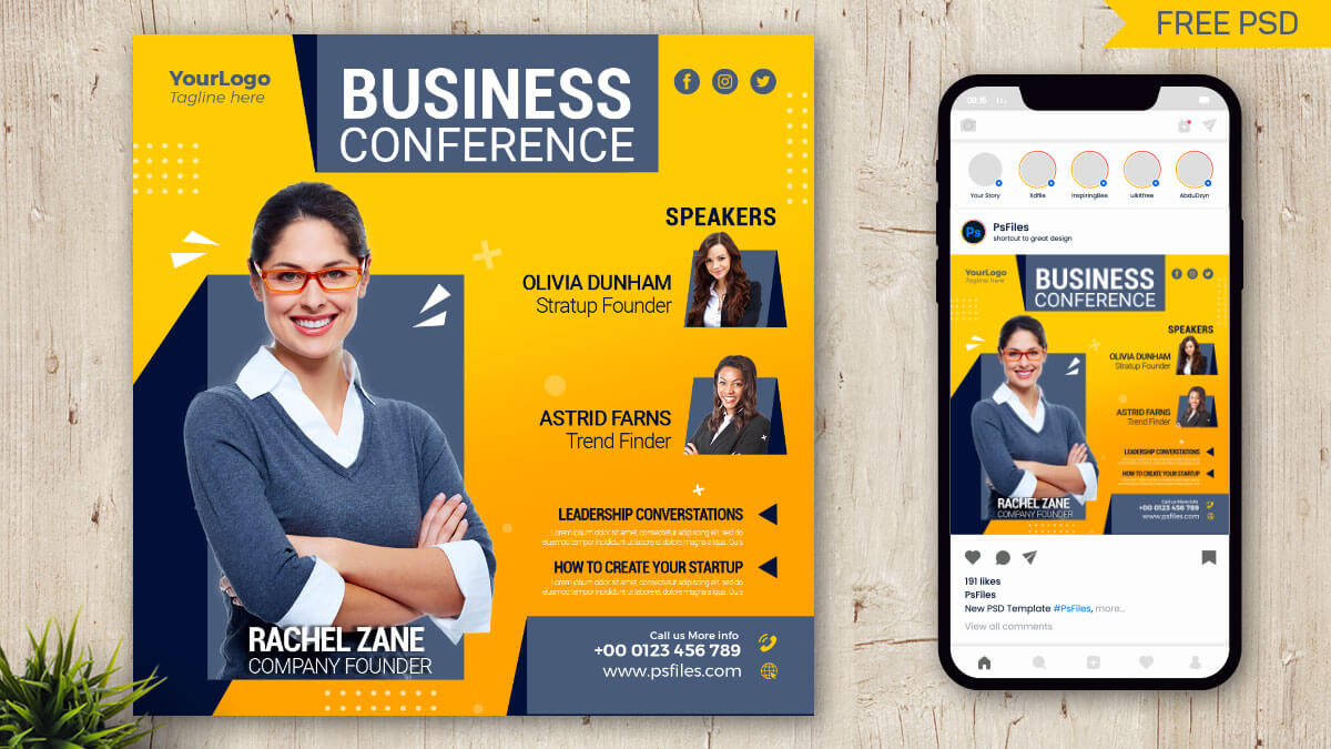 Business Seminar, Talk Show Free Instagram Post Design PSD - PsFiles