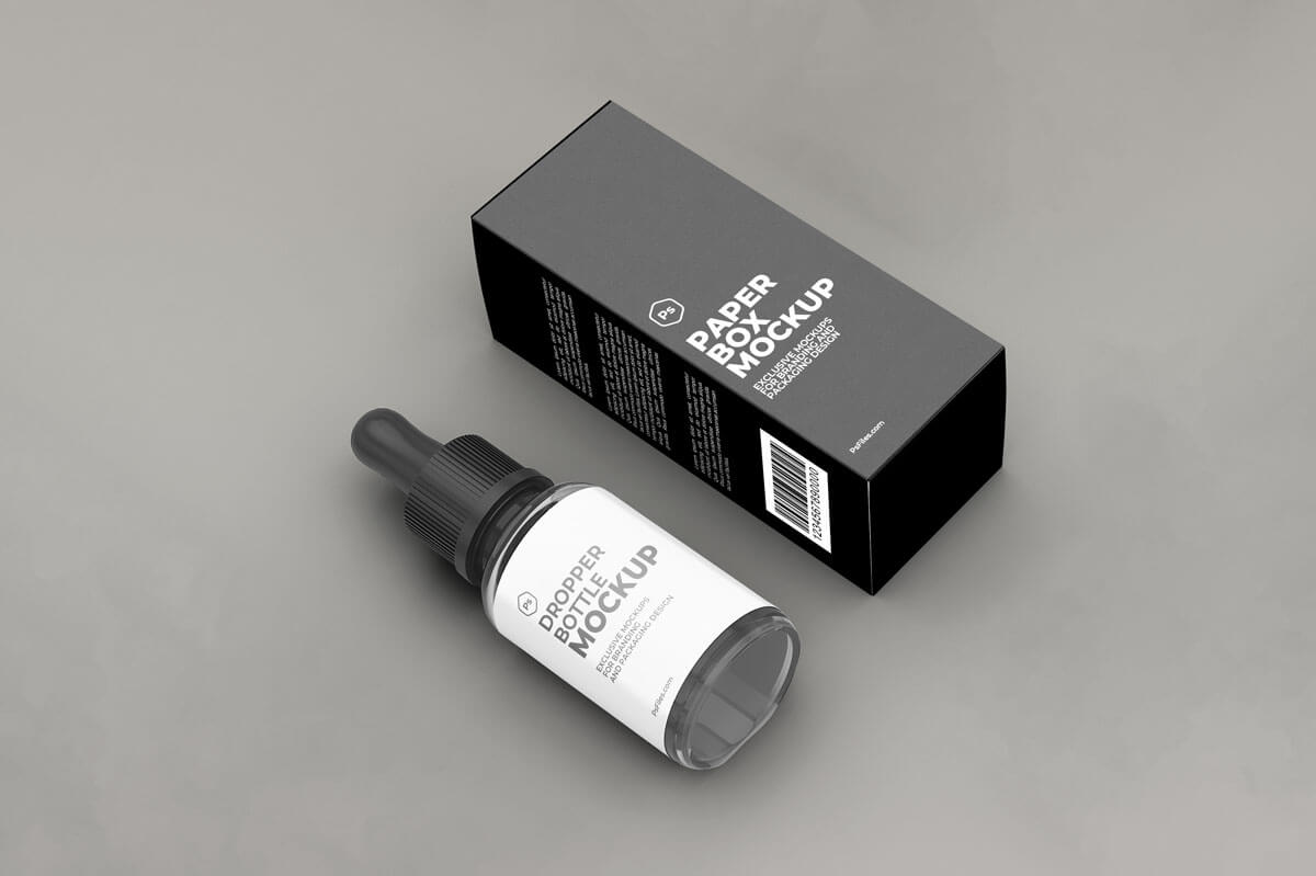 Free Dropper Bottle and Packaging Box Mockup PSD - PsFiles