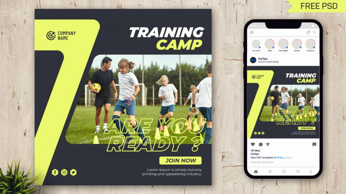Free Fitness Gym Training Social Media Post PSD Template - PsFiles