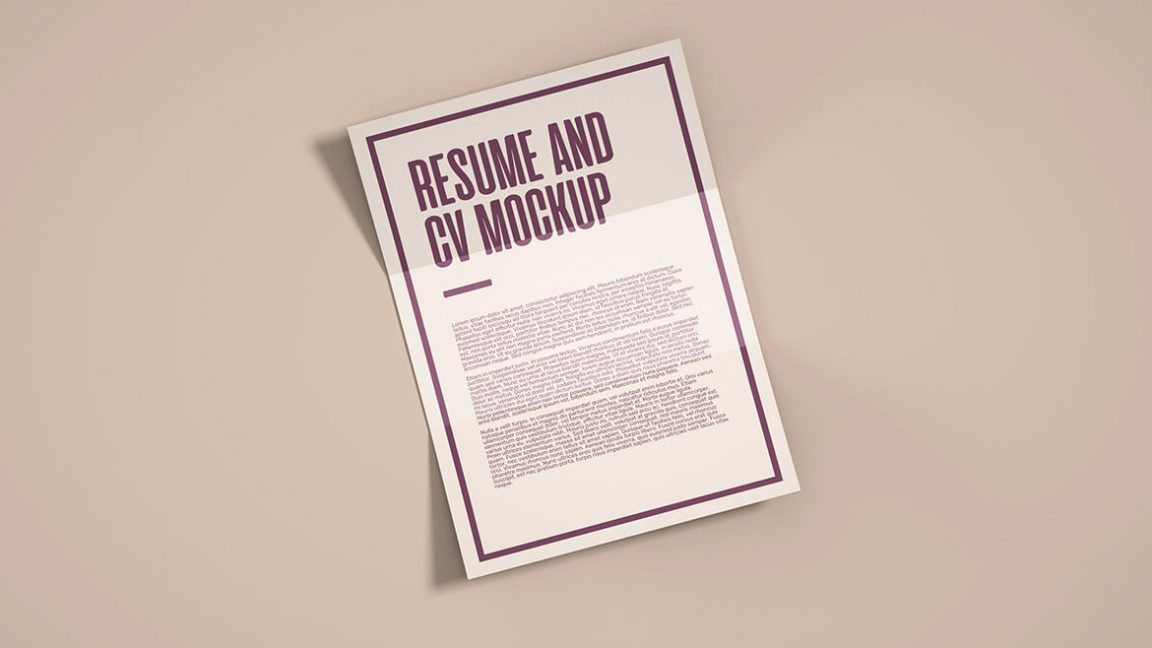 5 Free A4 Resume / CV Mockup PSD Files - PsFiles