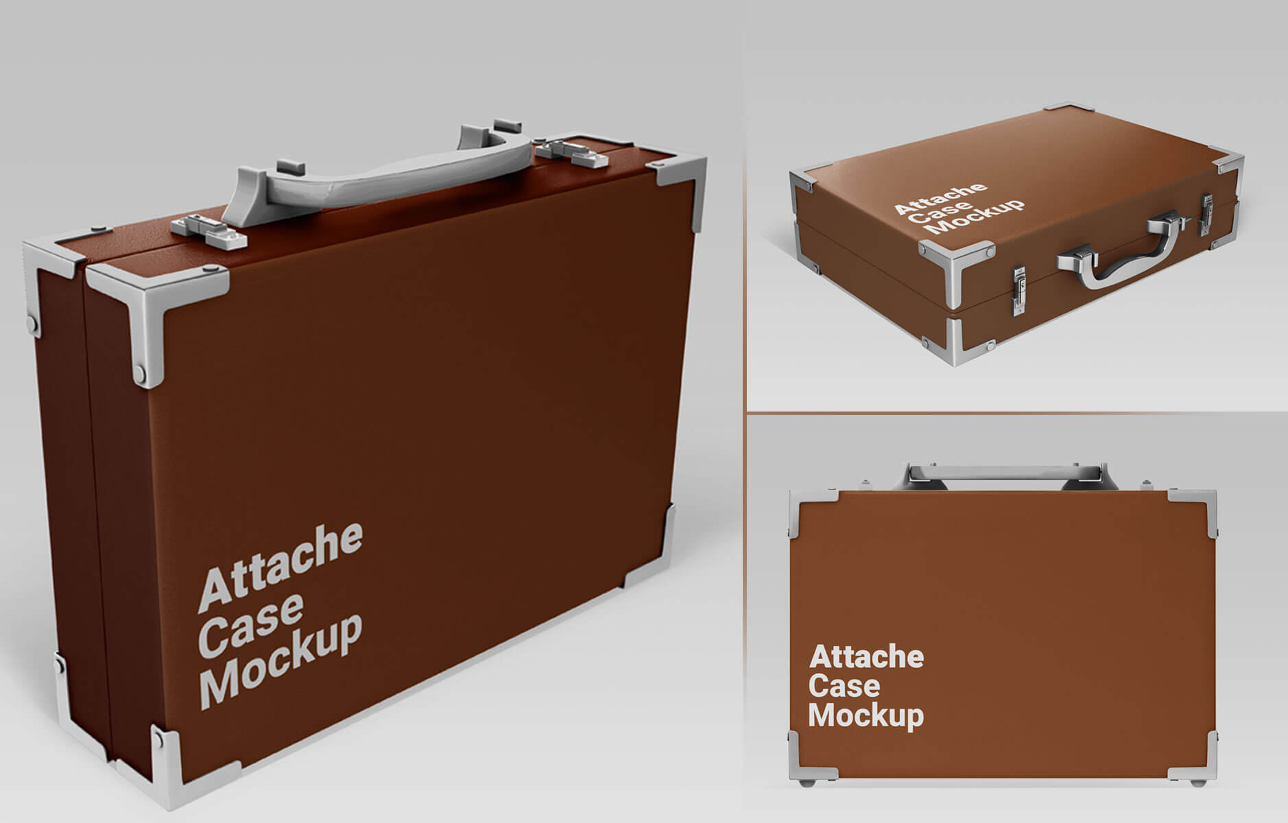 Free Attaché Briefcase Mockup 3 PSD Set - PsFiles