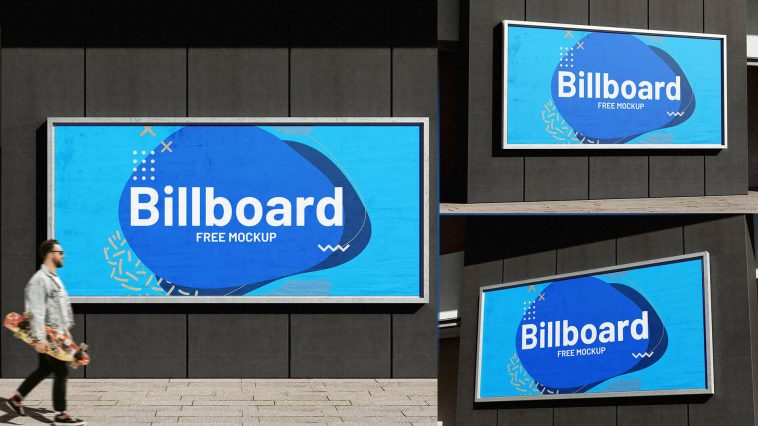 Free Spectacular Corner Billboard Outdoor Advertising Mockup PSD - PsFiles