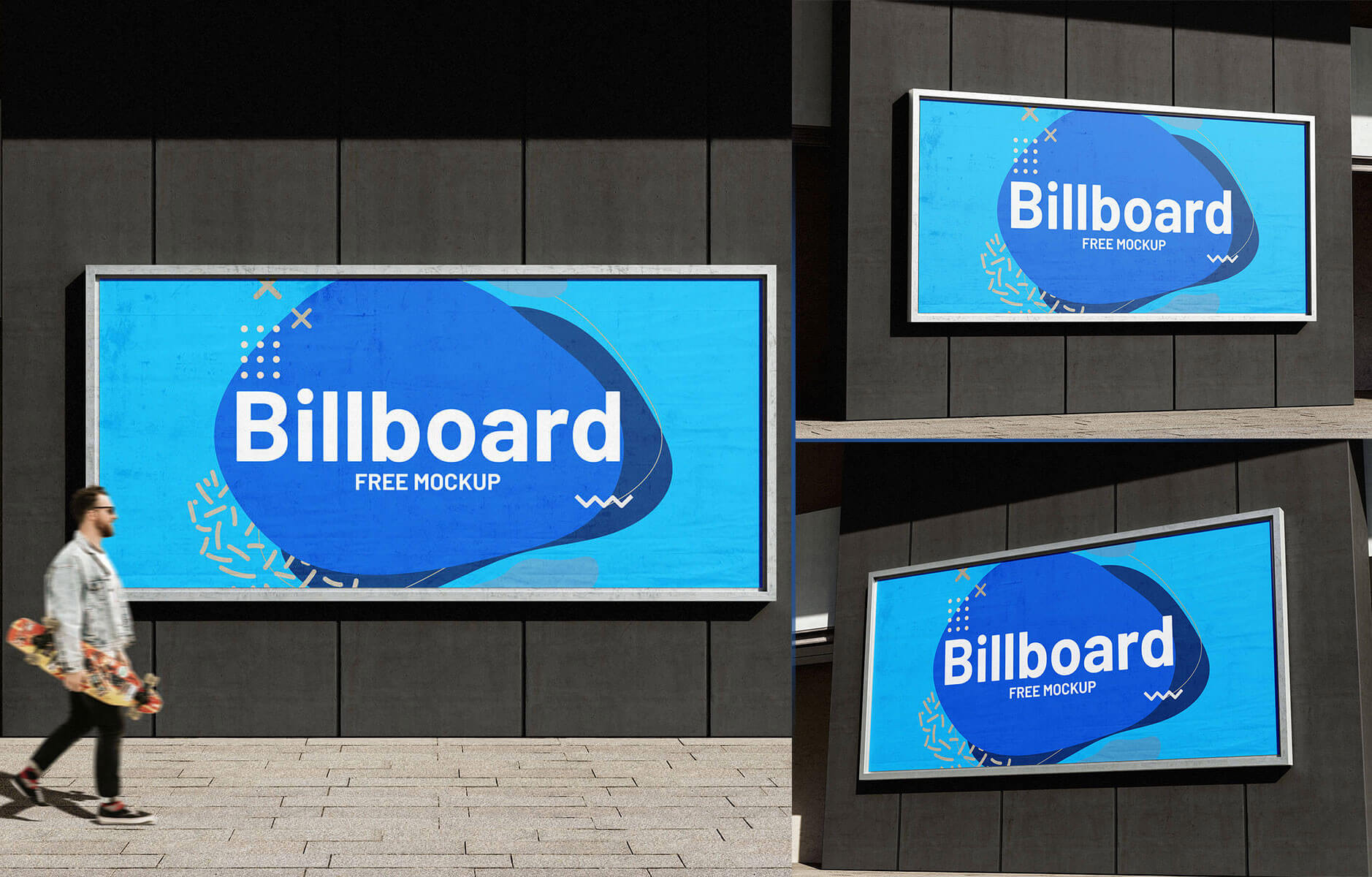 Free 3 Billboard Mockup In The Street Environment - PsFiles