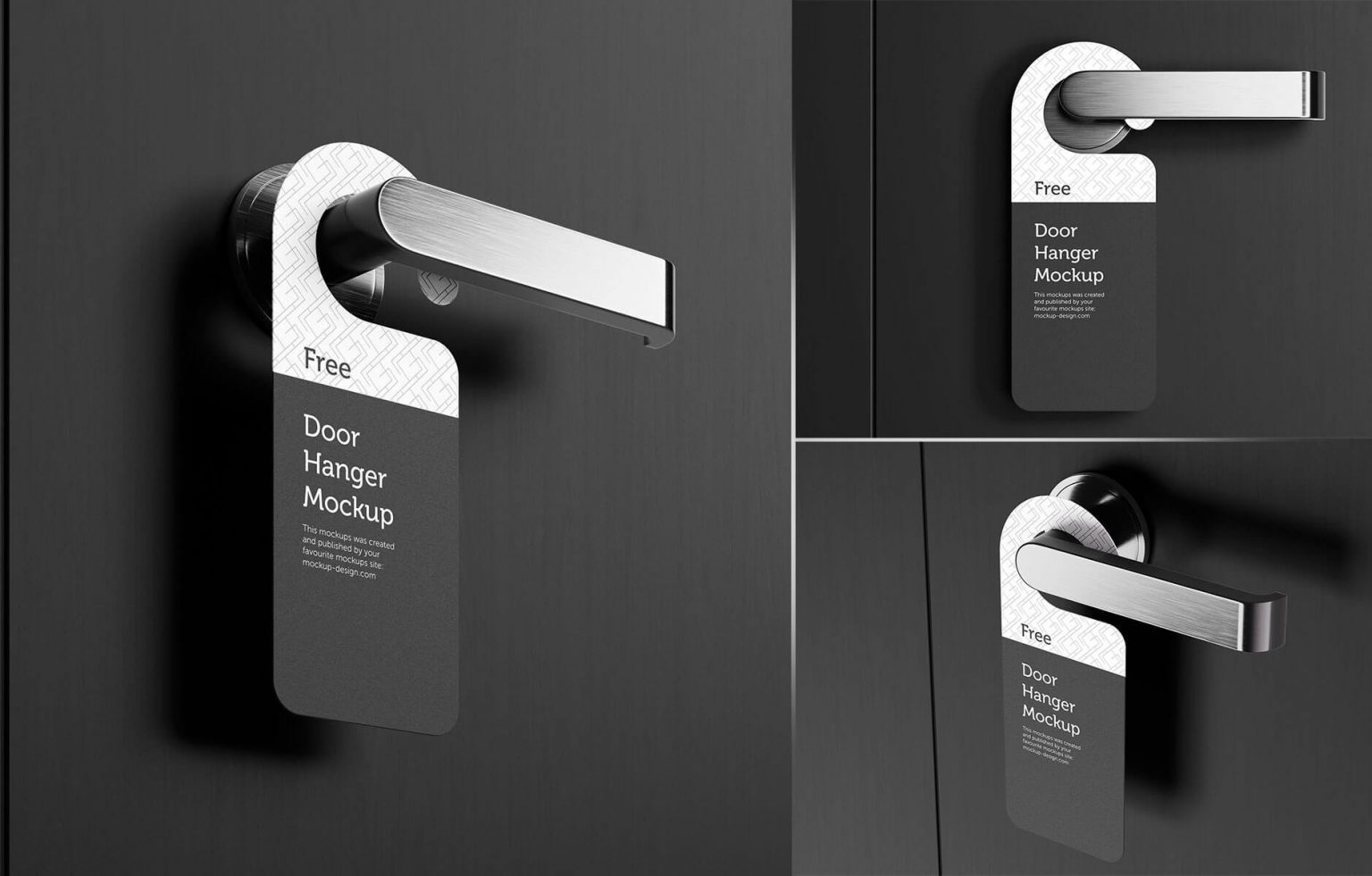 Free PSD set Door Hanger Mockups with Handle - PsFiles