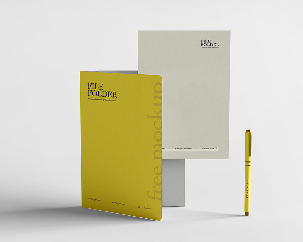 Free Archive File Folder with Letterhead Mockup - PsFiles